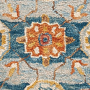 SAFAVIEH Aspen Collection Area Rug - 8' x 10', Grey & Navy, Handmade Boho Braided Tassel Wool, Ideal for High Traffic Areas in Living Room, Bedroom (APN110A)