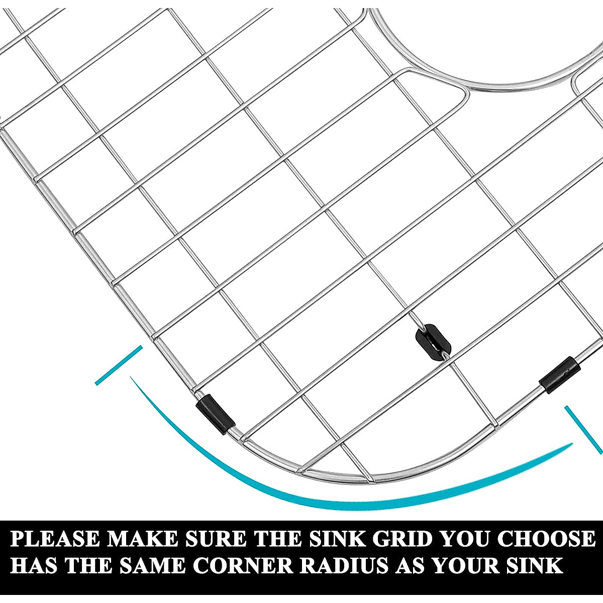 Alonsoo Sink Grid and Sink Rack Protectors, Stainless Steel 18-1/8" L x 13-3/8" Sink Grids for Bottom of Kitchen Sink Drain with Corner Radius, Stainless Steel