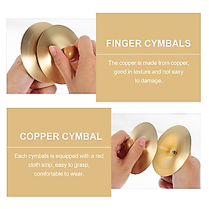 Vaguelly Finger Cymbals with Wooden Handles, 1 Pair Copper Band Cymbals, 9cm/3.5in Mini Marching Cymbals, Hand Cymbal Belly Dance, Orff Music Instrument for Child & Adult