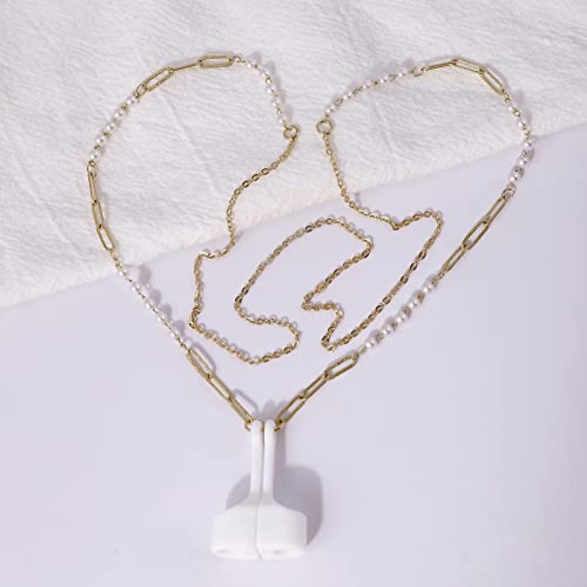 EGEN Female Magnetic Anti-Lost Strap Holder Necklace White Pearl Copper Chain for Airpods Pro 3 2 1,72cm Bag