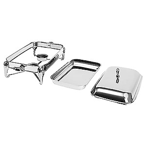 CNCEST 2.9L Chafing Dish Buffet Set Server,Stainless Steel Chafing Dishes Oven Safe Glass Rectangle Food Warmer for Parties (Silver)