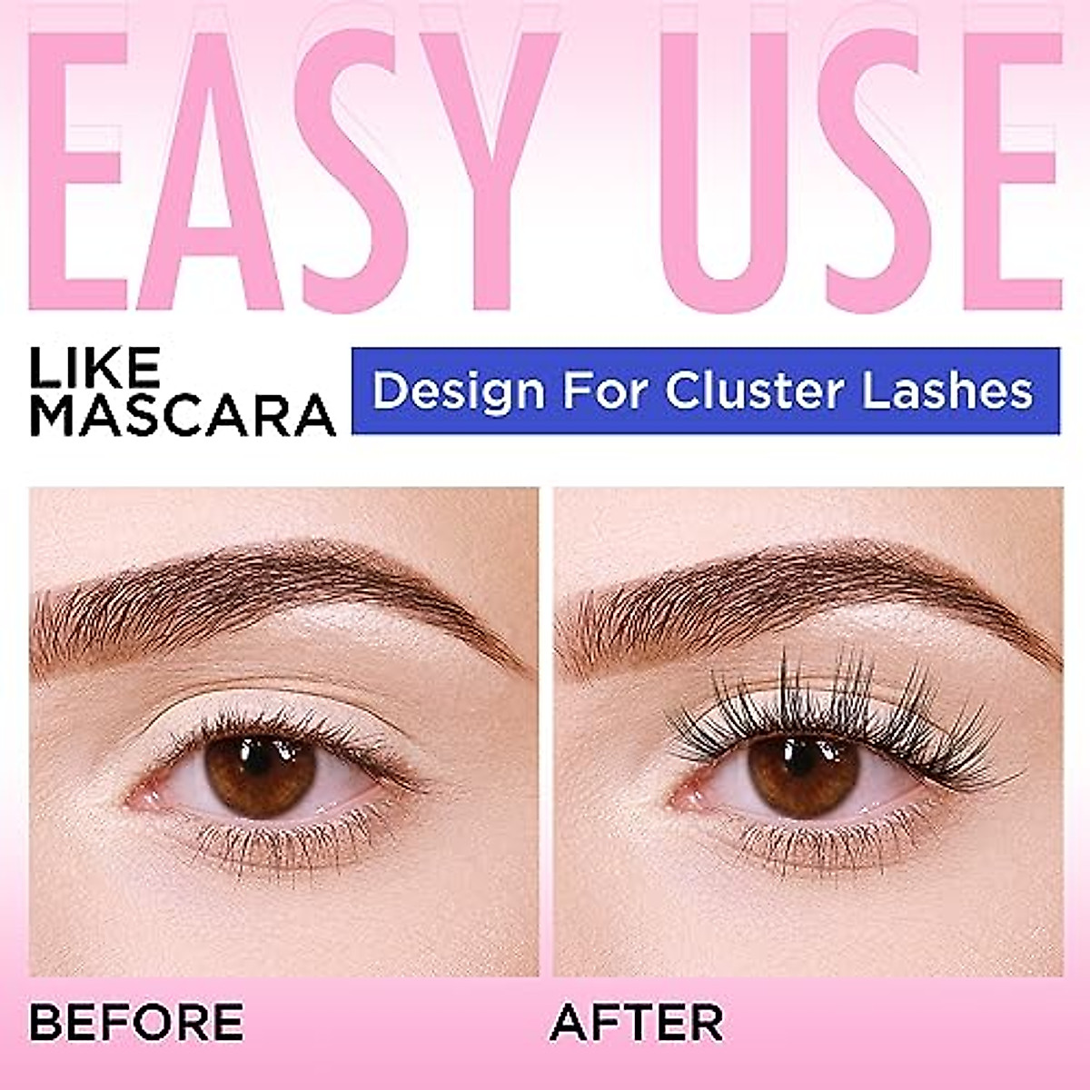 BEPHOLAN Cluster Lash Glue, Strong Hold for Individual Cluster Lashes, Last for 48-72 Hours, Black Eyelash Adhesive, Latex Free, Suitable for Sensitive Eyes, Mirco Mascara Wand,0.176 oz
