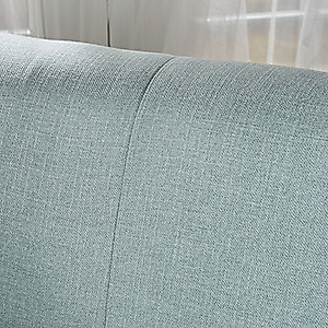 Christopher Knight Home Justus Mid-Century Modern Fabric Loveseat, Light Blue / Natural