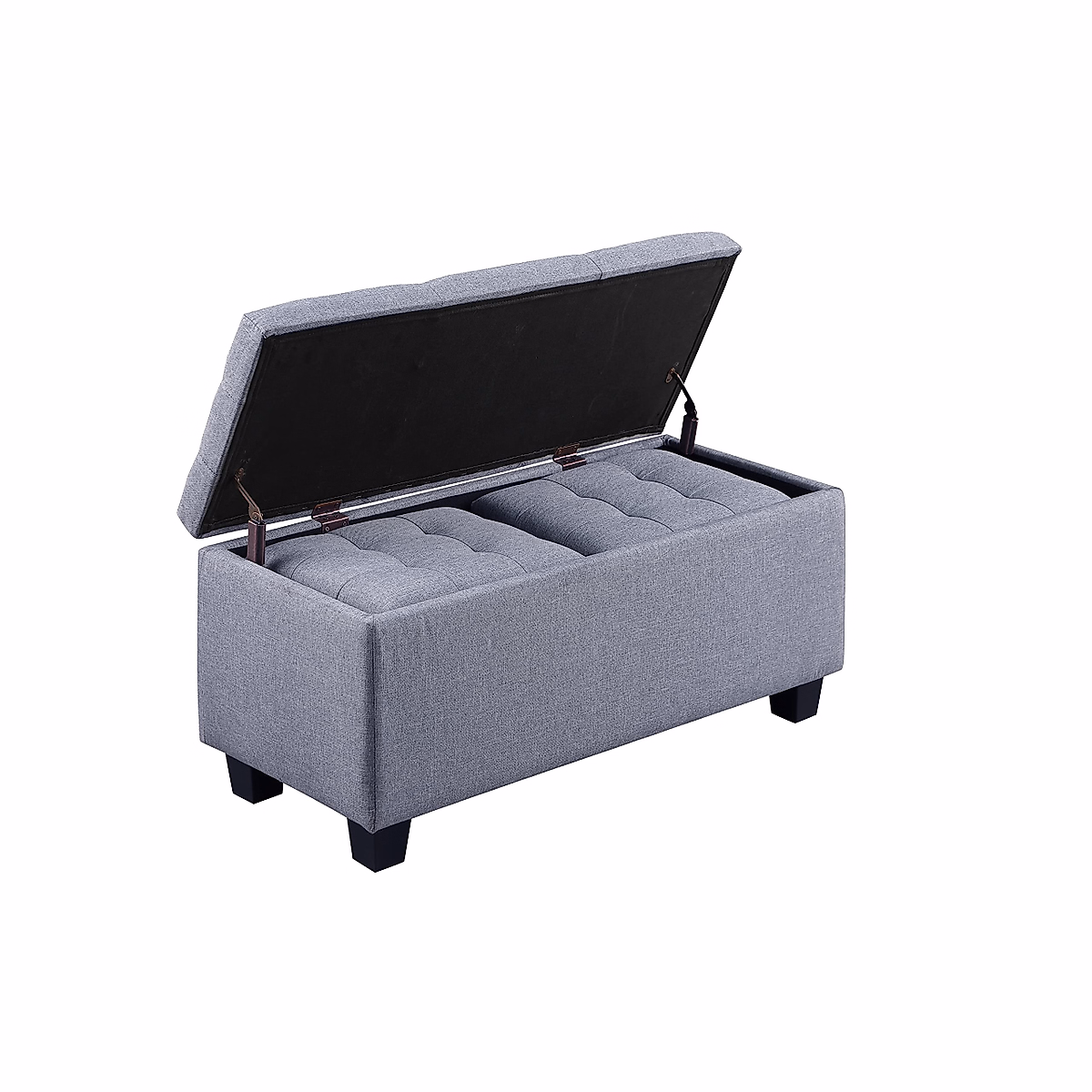 Large Storage Ottoman Bench Set, 3 in 1 Combination Ottoman, Bedroom Bench with Hidden Storage, Tufted Ottoman Linen Bench - Support 250lbs, for Living Room, Entryway, Hallway, TV Entertainment, Grey