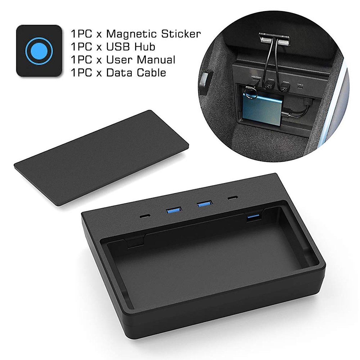 CALIDAKA 5 in 1 Ports Tesl-a Model 3 Model Y USB Hub, Dashcam and Sentrys Mode Viewer USB-C Hub Dongle USB Tesl-a M 3 My Accessories, Custom Designed for Tesl-a Model 3/Y 2020 June Produce