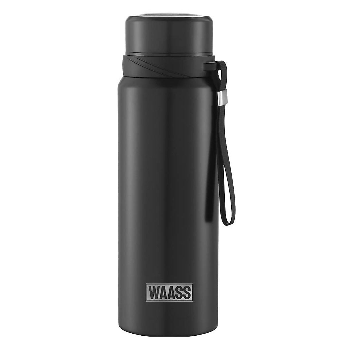 WAASS Insulated Water Bottle - Hot and Cold Travel Flask with leakproof Lid - Perfect for Hot Coffee & Tea (Black)