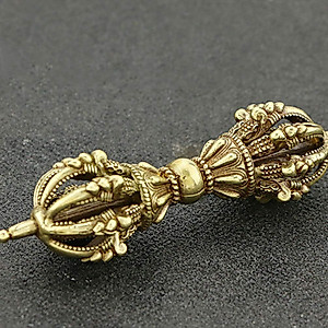 ARTIBETTER Five Cobalt Dorje Vajra Dharma Tibetan Buddhist Meditation Dorje Fair Trade Buddhist Tibetan Vajra Religious Necklace Pendant for Home Family Friends Copper Crafts