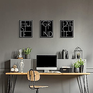 ARTINME Hustle Grind Execute Wall Art Inspirational Posters Motivational Wall Decor Inspirational Quotes Wall Art Motivational Wall Posters for Office Classroom Living Room Decor