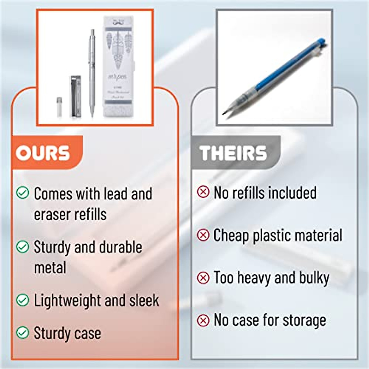 Mr. Pen- Mechanical Pencil, Metal, 0.7mm, Drafting Pencil, Metal Mechanical Pencils, 0.7 Mechanical Pencils, Metal Pencil, Drawing Pencil, Mechanical Pencil Pack