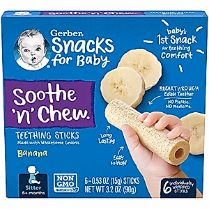 Gerber Soothe n Chew Teething Sticks, Banana, 6 CT