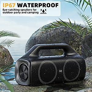 Bluetooth Speakers, YIER 80w (Peak) Portable Wireless Speaker with Lights, Stereo Loud Sound, IP67 Waterproof, Deep Bass Outdoor Speakers Bluetooth 5.0 Dual Pairing for Home Party Beach Camping, Gifts