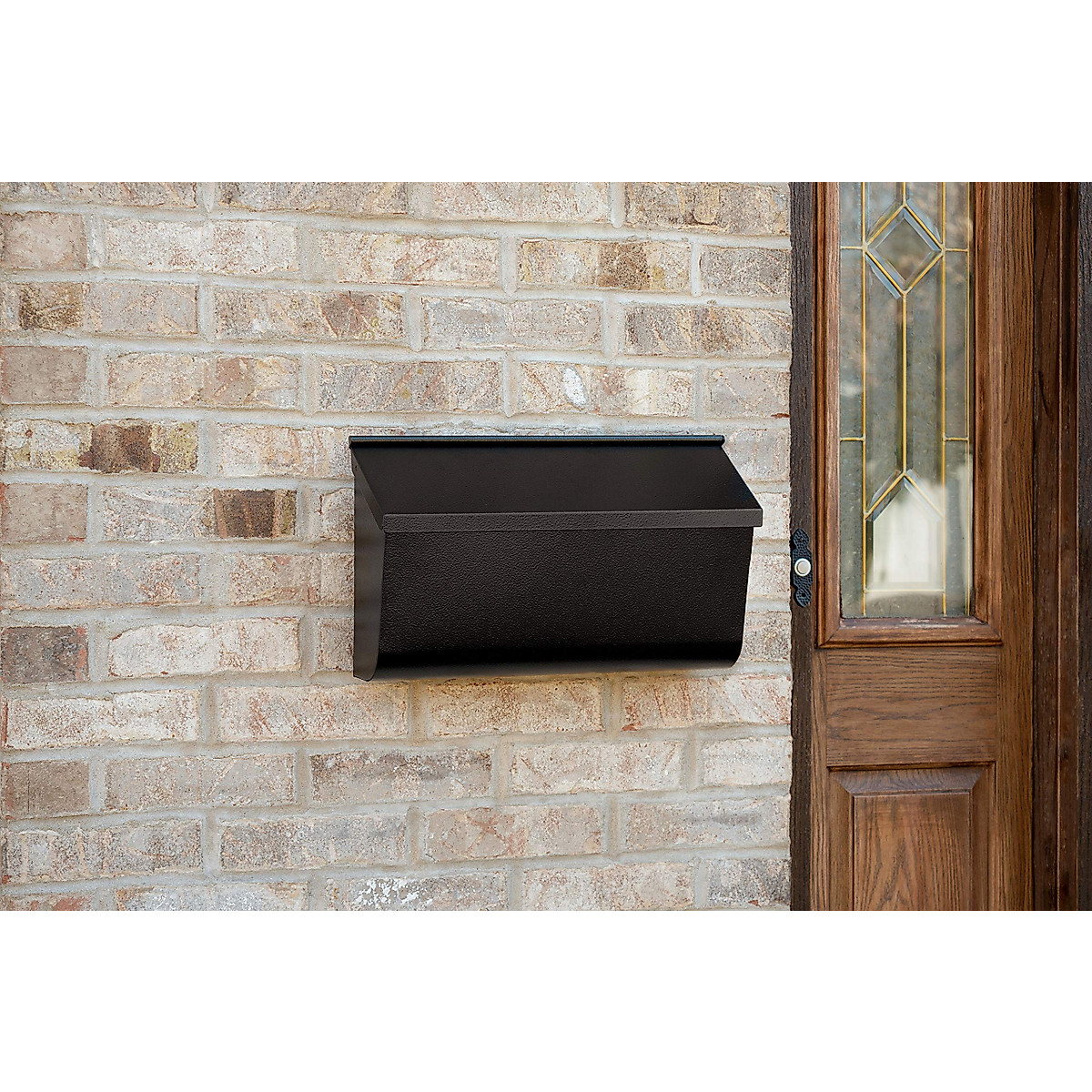 Gibraltar Mailboxes Woodlands Medium Capacity Galvanized Steel Black, Wall-Mount Mailbox, L4010WB0,Textured Black