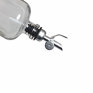 Blush Apothecary 8-ounce Apothecary Clear Glass Bottle with Metal Pour Spout | Oils, Vinegars, Coffee Syrups, Mouthwash | Bottles for Kitchen, Bath and Tabletop (Silver)