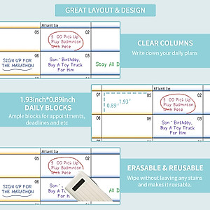 Ziphius Large Dry Erase Calendar for Wall - 12 Month Horizontal/Vertical Blank Calendar Planner, 24" x 36", Erasable & Reusable, Great Layout Whiteboard Calendar Dry Erase for Home, Office, and School
