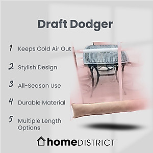 Home District Door Draft Stopper - Weighted Faux Suede Patio Door Draft Blocker, Apartment Noise Blocker, Window Draft Dodger - 72" Long - Gray