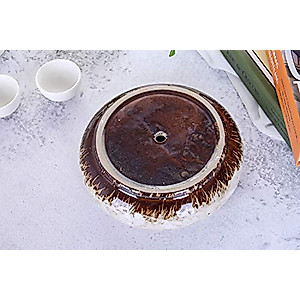 VanEnjoy 7.3 inch Round Large Shallow Succulent Ceramic Glazed Planter Pots with Drainage Hole, Bonsai Pots Garden Decorative Cactus Stand Flower Container (White)