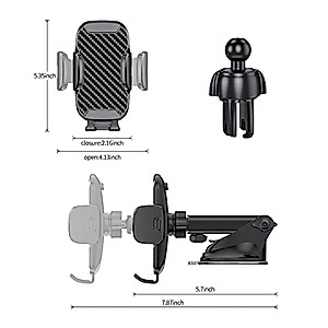 Car Phone Mount,[2022 New Upgraded ] Car Phone Holder,Cell Phone Holder for Car Dashboard/Windshield/Air Vent,Compatible with iPhone 13 12 11 Pro Max XS X XR,Samsung Galaxy All Smartphones & Cars