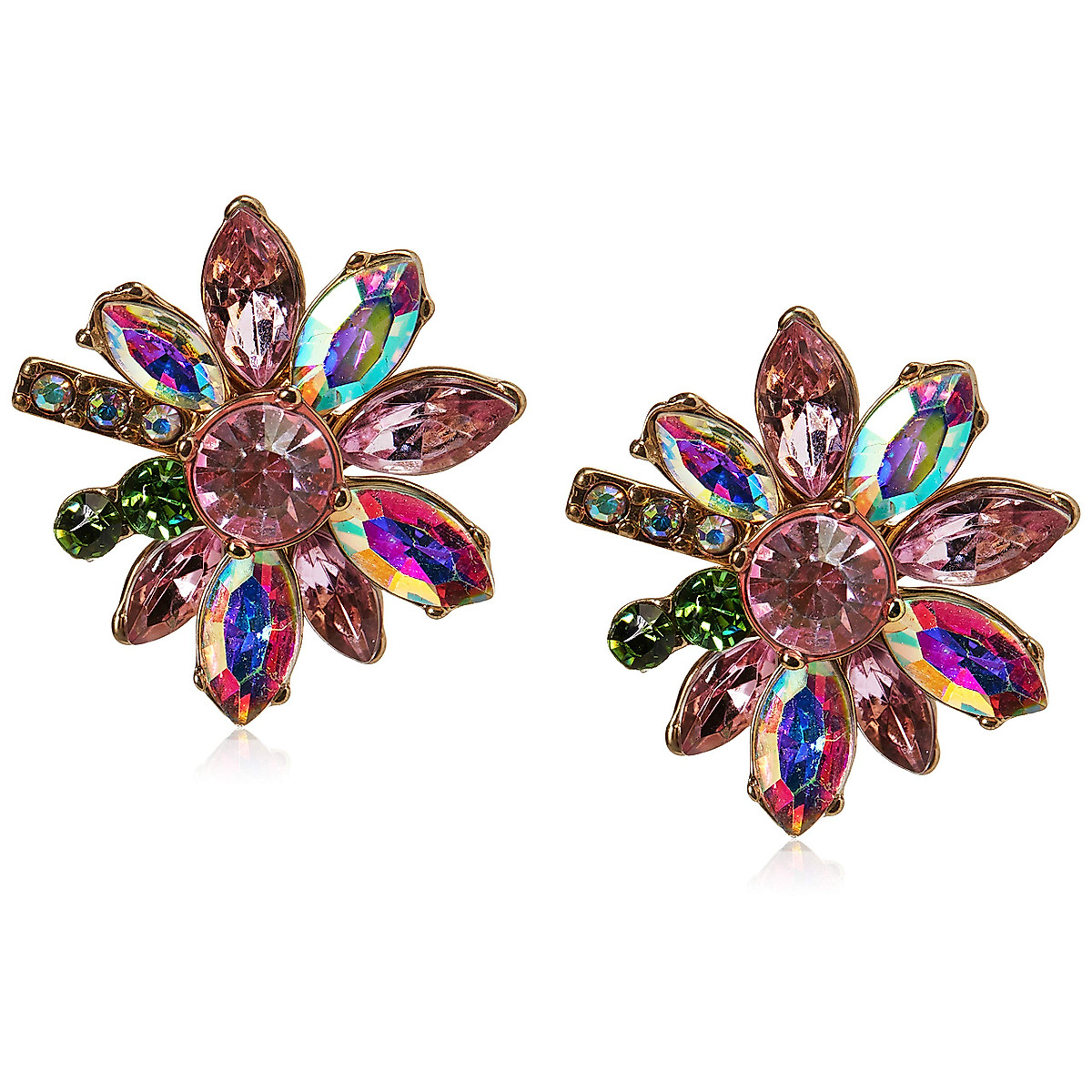 Betsey Johnson Mixed Stone Flower Stud Earrings