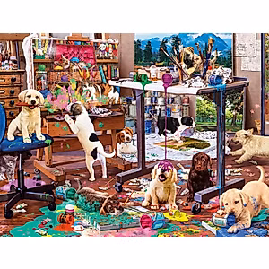 Buffalo Games - Steve Read - Painting Puppies - 750 Piece Jigsaw Puzzle for Adults Challenging Puzzle Perfect for Game Nights - Finished Puzzle Size is 24.00 x 18.00