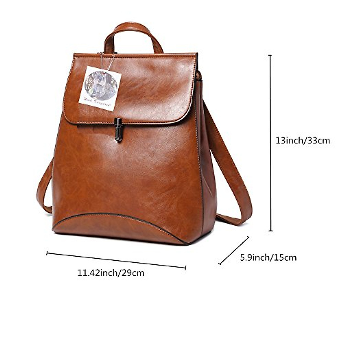 WINK KANGAROO Fashion Shoulder Bag Rucksack PU Leather Women Girls Ladies Backpack Travel bag (brown)