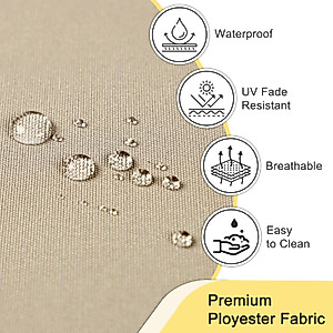 VSIWB Outdoor Chair Cushions Set of 2, Waterproof Cushions for Patio Furniture with Adjustable Straps, Round Corner Patio Chair Cushions for Yard Garden, 17"x16"x2", Beige