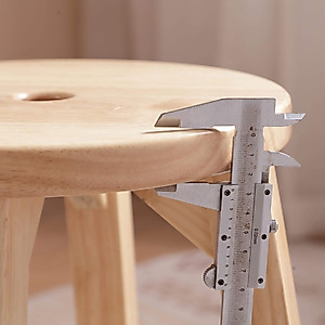 Lestar Round Wooden Stool, Solid Wood 18 Inch Stool, Small Wooden Shoe Changing Stool, Solid Wood Vanity Stool Plant Stool 350 lbs Capacity