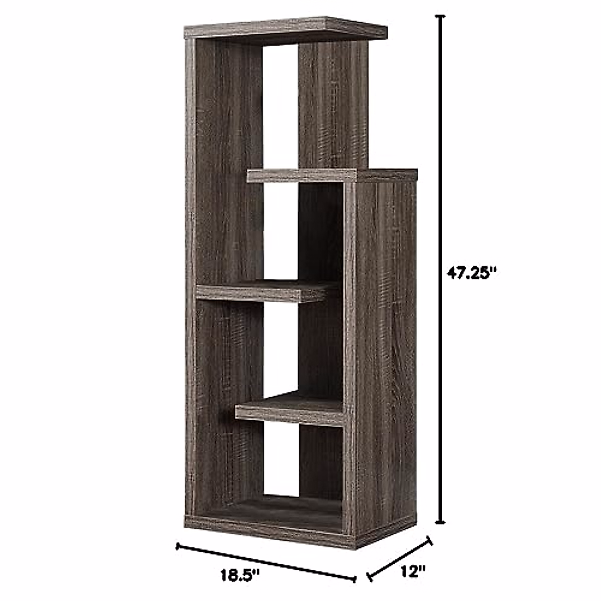 Monarch Specialties , Bookcase, Dark Taupe Reclaimed-Look, 48"H