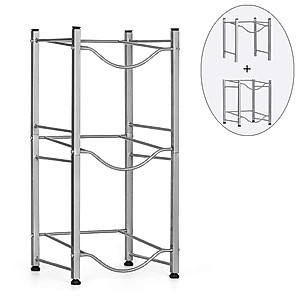 LIANTRAL Water Cooler Jug Rack, 5 Gallon Water Jug Holder Water Bottle Storage Rack, 5 gallon water jug stand, 3 Tiers, Silver
