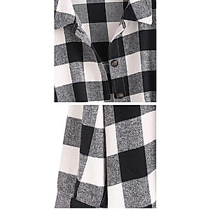 ZAFUL Women's Classic Black Buffalo Plaid Shirt Collared Long Sleeve Button Down Pocket Shacket