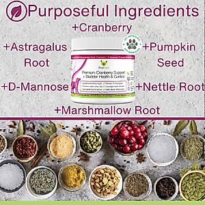 EcoBark Natural Urinary Tract Cranberry Supplements for Dogs - Bladder Health & Kidney Support for Dogs - UTI Relief - Dog Bladder Control Chews - Dog Cranberry Soft Chews for Dog Incontinence Support