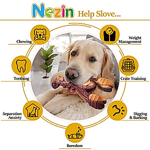 NEZIN Indestructible Dog Toys for Aggressive Chewers, Real Beef Flavored, Extreme Tough Dog Chew Toys for Large Medium Breed, Interactive Dog Toys, Gift for Dogs