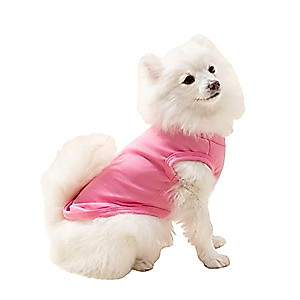 QWINEE Dog Shirt Vest Dog Tank Top Puppy Dog Cat Basic Tee Shirts Clothes for Small Medium Dogs Kitten Kitty Pink L
