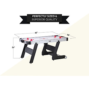 Eros 5.5-Foot Folding Air Hockey Table (Jet Black), Perfectly Sized, Lightweight, Durable, Beginner/Intermediate Friendly, and Available in Two Vibrant Colors!