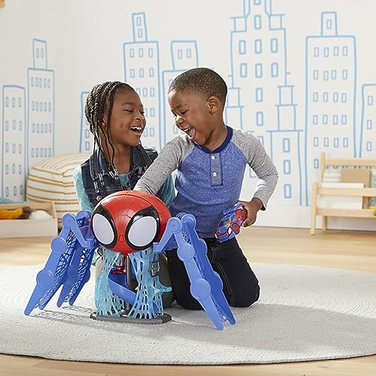 Spidey and His Amazing Friends Marvel Web-Quarters Playset with Lights and Sounds, Includes Spidey Action Figure and Toy Car, for Kids Ages 3 and Up,F1461