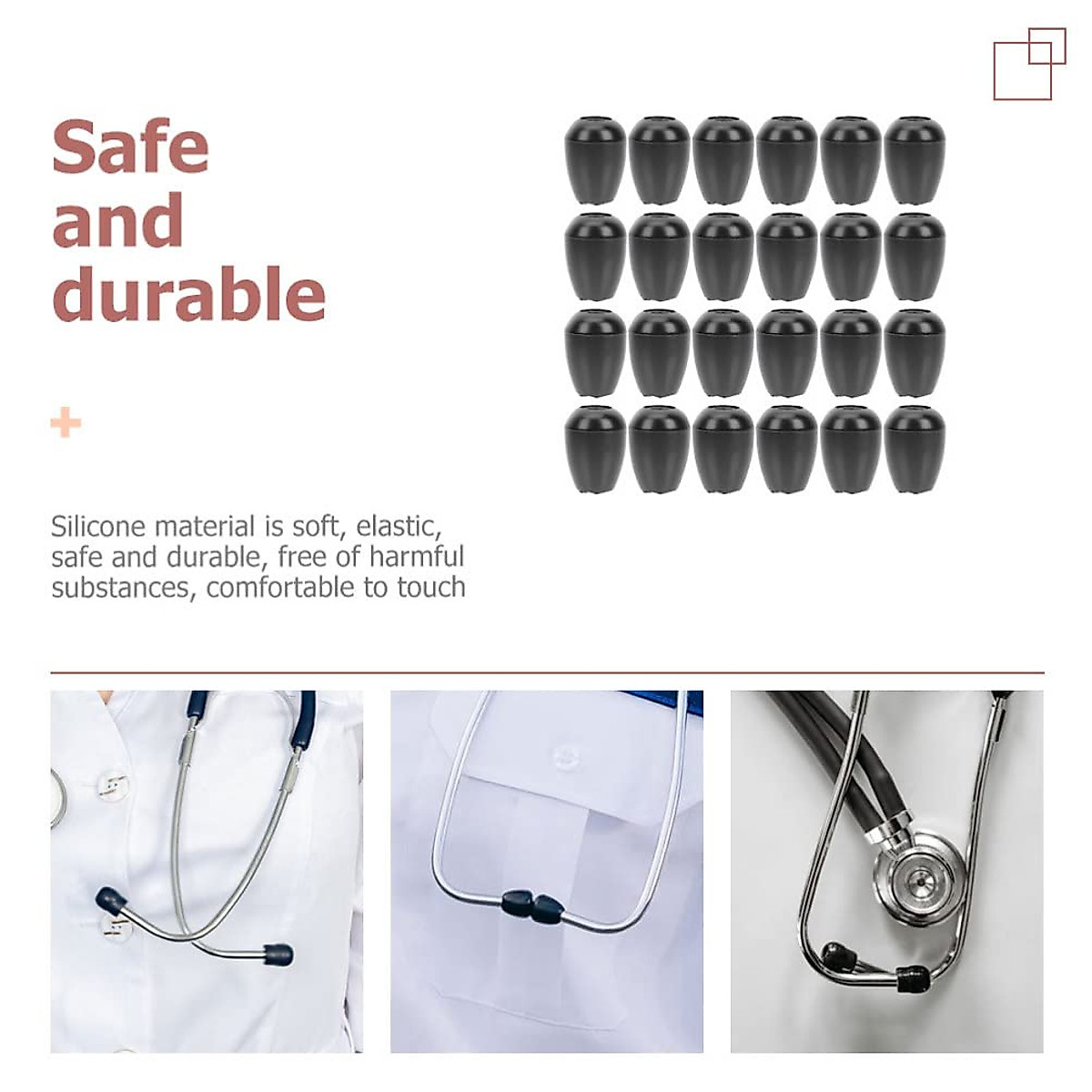 GLEAVI 24pcs Black Auscultation Earplugs Silicone Replacement Ear Tips Ear Tips for Replaceable Silicone Earbuds Ear Tips Supplies Ear Plug