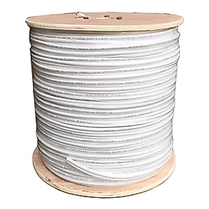 FiveStarCable RG59 Solid Bare Copper 1000ft Siamese Coaxial CCTV Cable, ETL Listed RG59 Combo Cable Solid 20 AWG RG59 + 18/2 18AWG Power, White