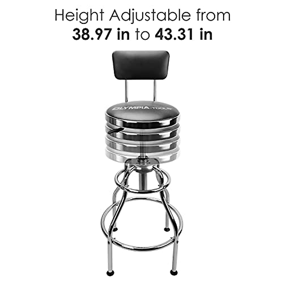 Olympia Tools 82-738 Adjustable Hydraulic Stool, Black