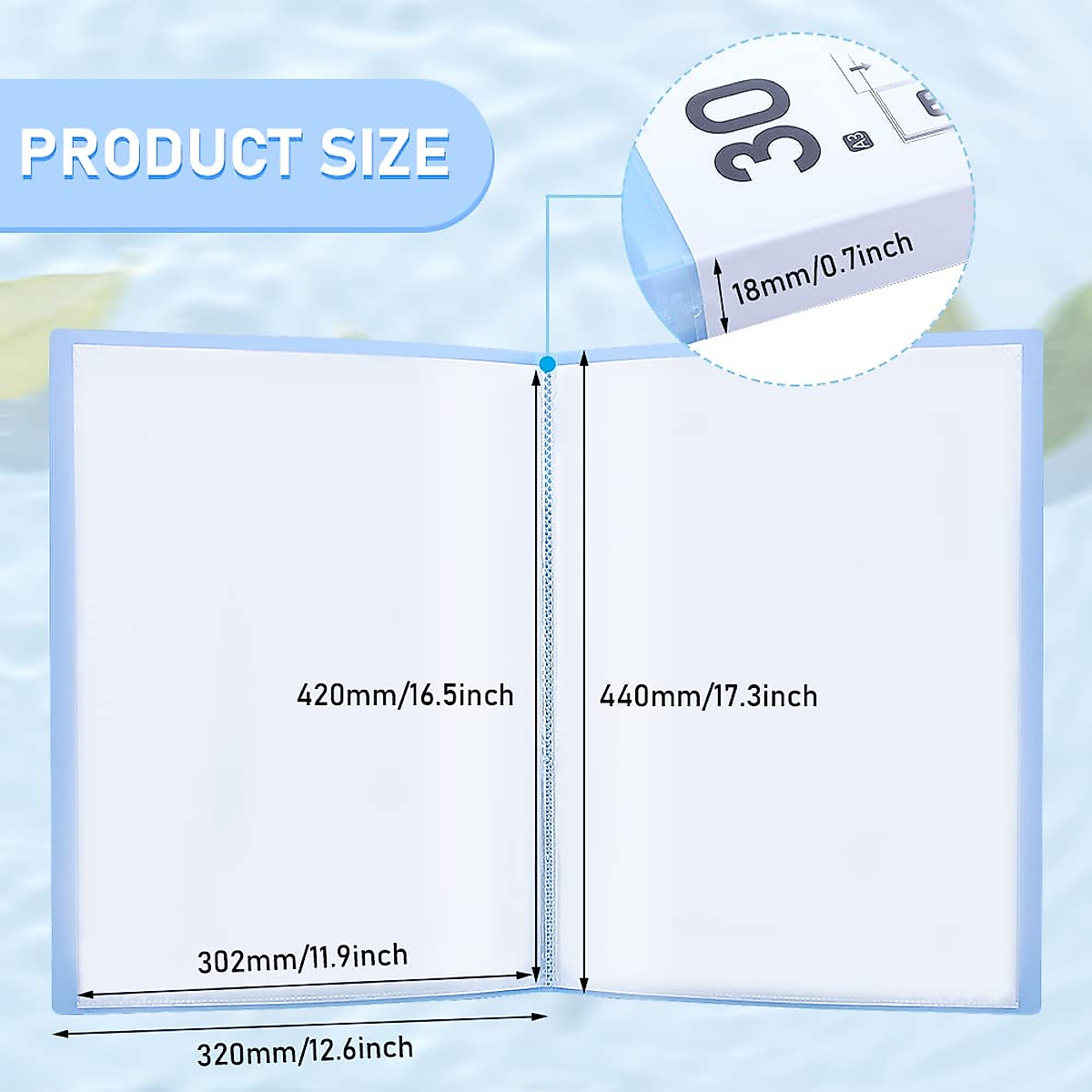 A3 Diamond Painting Storage Book for Diamond Painting Kits Diamond Art Storage Presentation Book Diamond Art Portfolio Folder with 30 Pocket Slevees Protectors(Blue)