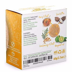 BAMBOEARTH Solid Shampoo Bar And Conditioner Effect Hair Soap – 100% Organic Shampoo Bars For Hair With All Natural Plant Based Essential Oils And Zero Waste Biodegradable Packaging (Honey)