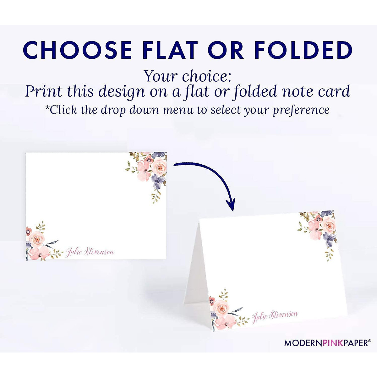 Personalized Floral Stationery Set, Stationery for Women, Personalized Thank You Cards, Personalized Note Cards, Your Choice of Colors and Quantity