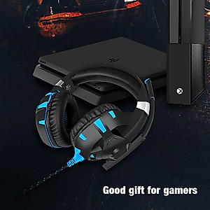 Gaming Headset for Xbox One, PS4, PC, Y-Team Gaming Headphone with Noise Cancelling Mic, 3D Stereo Surround Sound, Soft Earmuff, LED Light Compatible Mac, Laptop, Switch, PS3(Blue)