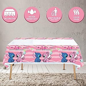 Pink lilo Birthday Party Supplies, Birthday Decorations Set Include Banner, Balloons, Cake Cupcake Toppers,Spiral Lifters,Plates,Napkins, Tablecloth for Girls and Boys Pink lilo Theme Party