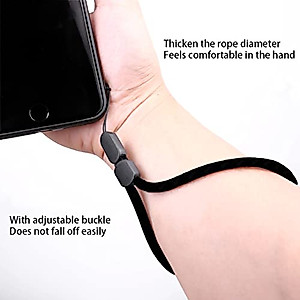 2 Pcs Universal Nylon Neck Crossbody Cell Phone Lanyards + 4Pcs Wrist Phone Strap + 4Pcs Replacement Sticker Patches Tab, Adjustable Detachable Strap Safety Tether and Pads for Most Smartphone, Black