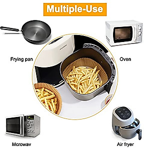 ZenTiky 100pc Air Fryer Disposable Paper Liner, Disposable Fryer Paper Pads, Non-Stick Air Fryer Liners with 100pc Disposable Gloves and Baking Brush for Baking Roasting Microwave Frying Pan, 6.3"
