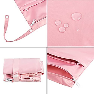 SMALLKE 2 pack Wet Bags ,Baby Wet Dry Cloth Diaper Bags,Waterproof Washable, Reusable for Travel, Stroller, Pool,Beach, Wet Swimsuits,Dirty Gym Clothes, Mommy Bag Pink White