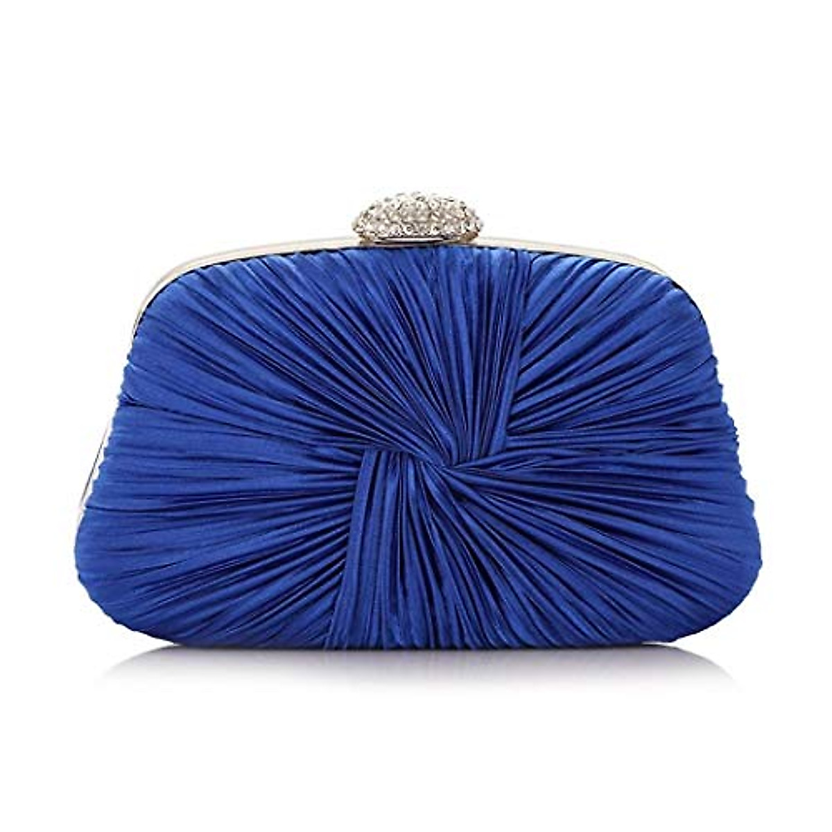 Womens Clutch Bag,Pleated Satin Handbag Lady Pleated Bow Purse Bag with Chain for Prom Wedding Evening Party (Off white)