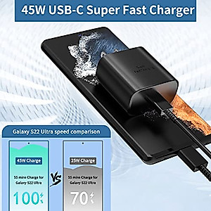 45W USB-C Charger, Fast Charger Type C Adapter for Samsung Galaxy S23 S22 Ultra/S22/S22 Plus/Note 10/10+/20/S20/S21, Galaxy Tab S7/S7+/S8/S8+/S8 Ultra with 5FT Cable C-to-C