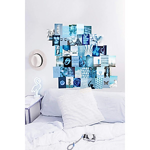Blue Wall Collage Kit Aesthetic Pictures, Bedroom Decor for Teen Girls, Wall Collage Kit, Collage Kit for Wall Aesthetic, VSCO Girls Bedroom Decor, Aesthetic Posters, Collage Kit