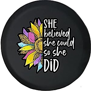 Camper Tire Covers Leopard Print Flower She Believed She Could Custom Car Spare Tire Covers Size 31