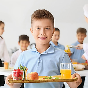 12 Pcs Plastic Wood Grain Serving Tray Fast Food Cafeteria Trays 11.8 x 8.7'' Rectangular Lunch Food Serving Platters Tray Plastic Platter for Kitchen Restaurant School Dinner Party Bar Cafe Camping